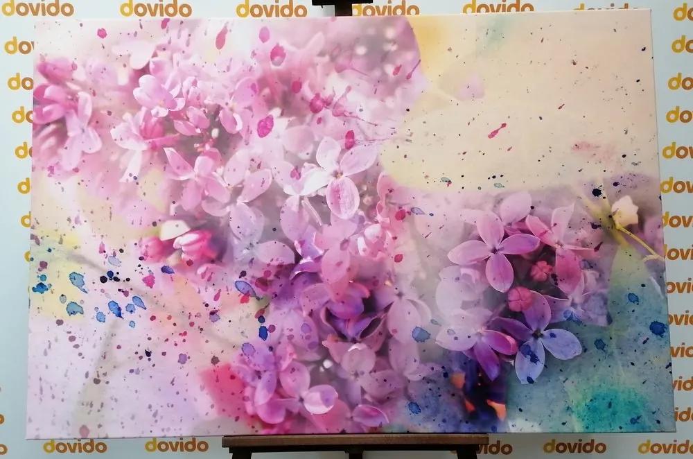 Obraz růžová větvička květů - 60x40 cm