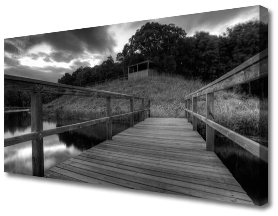 Obraz na plátně Molo Černobílé Jezero 100x50cm