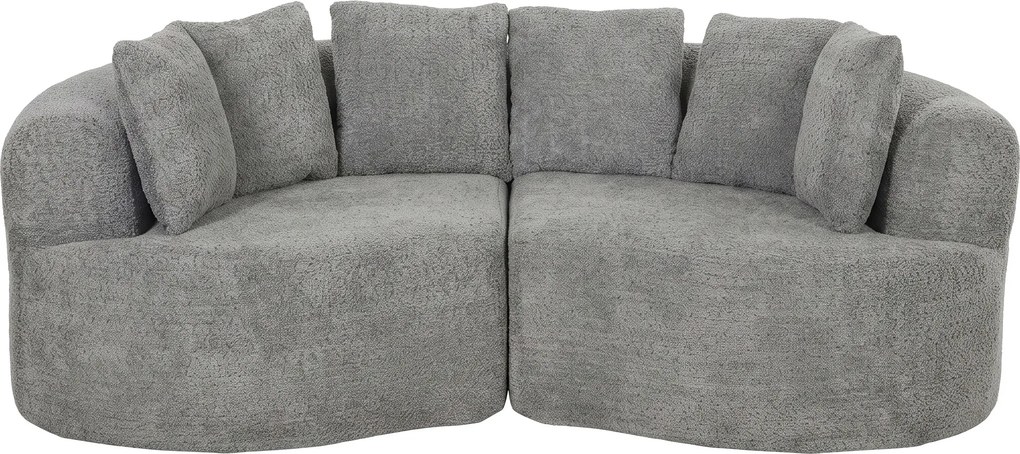 HOMCOM 3místná pohovka bez rámu s hlubokým sedákem, 6 polštářů, zakřivený design, chenille, světle šedá