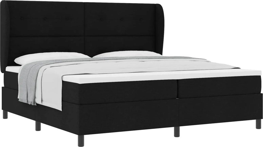 Postel s boxspringem s čelo Černá 200 x 200 cm textil 3340587