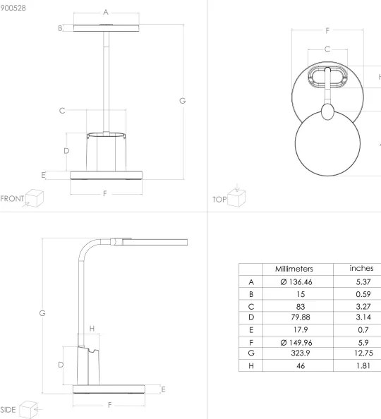 Eglo 900528 - LED Stmívatelná stolní lampa BROLINI LED/2,1W/5V 1500 mAh černá
