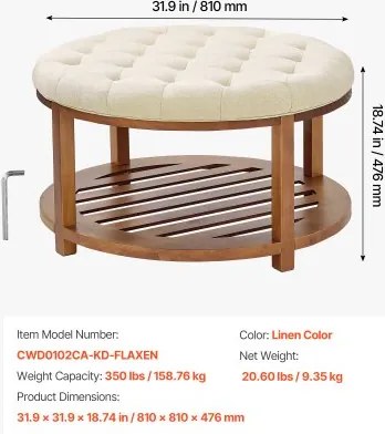 Velký kulatý konferenční stolek s čalouněním, 158,757 kg VEVOR