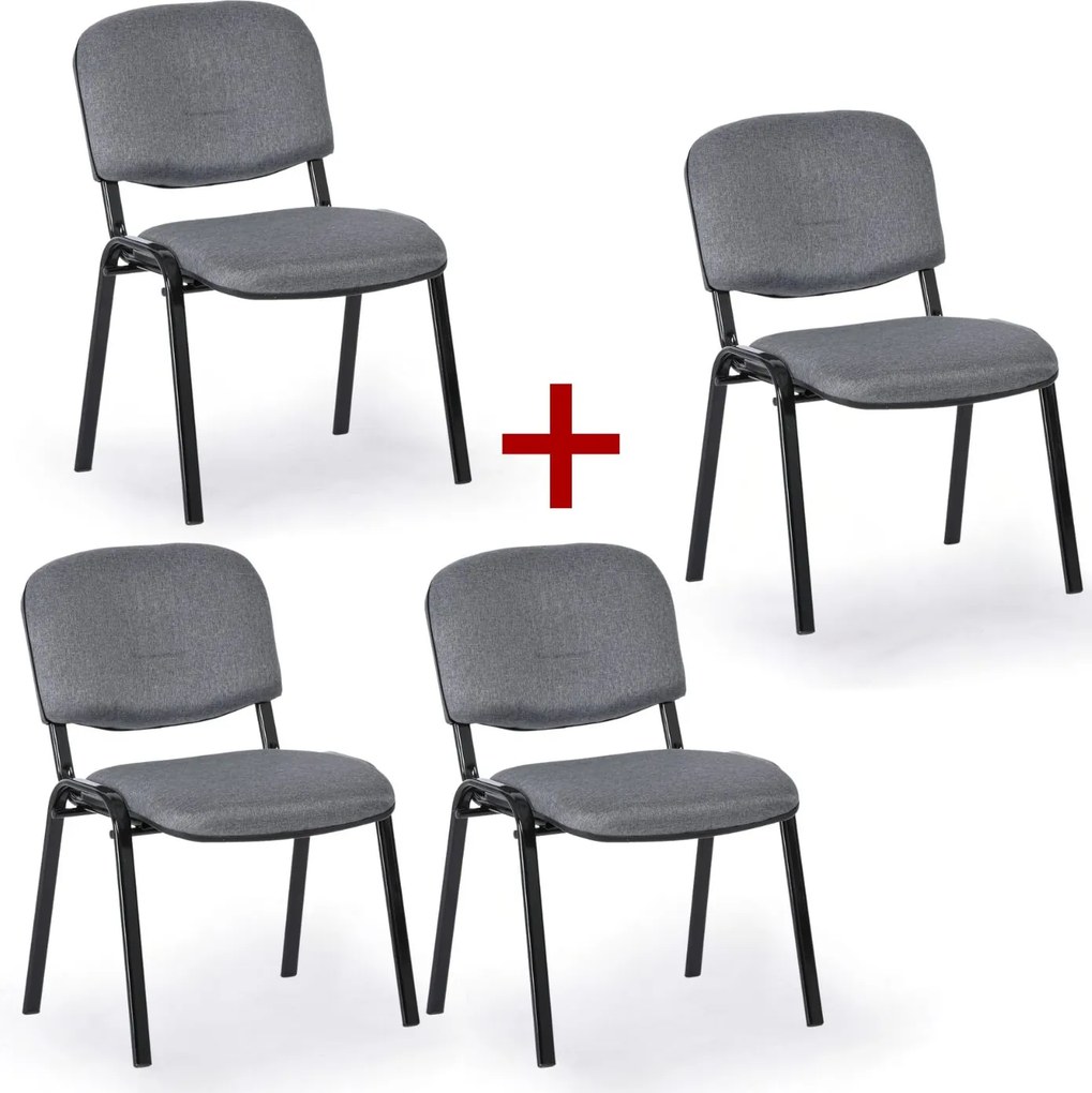 Konferenční židle VIVA PLUS 3+1 ZDARMA - černé nohy, šedá