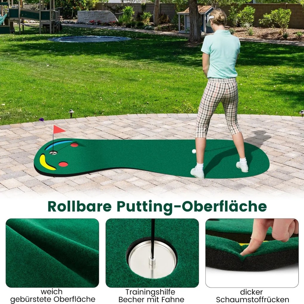 Costway Golfová podložka na odpalování se 3 odkládacími kelímky a 1 skládací