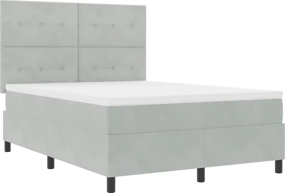 Postel s boxspringem s čelo Světle šedá 140 x 190 cm samet 3339830