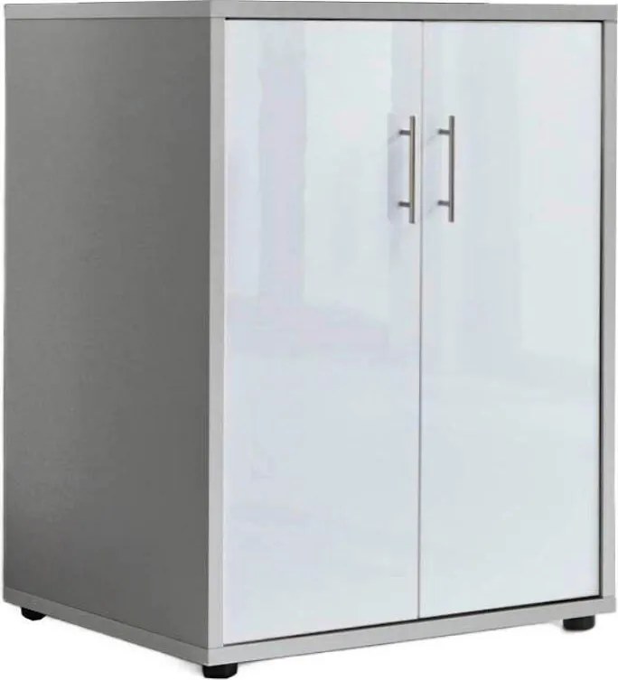XXXLutz SKŘÍŇ NA ŠANONY, vysoce lesklá bílá, šedá, 54/74/50 cm MID.YOU - Online Only kancelářský nábytek - 001067015604