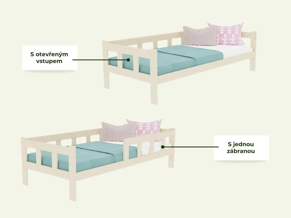 Benlemi Dřevěná jednolůžková postel FENCE 4v1 se zábranou Zvolte barvu: Béžová, Zvolte rozměr: 80x160 cm, Zvolte zábranu: S jednou zábranou