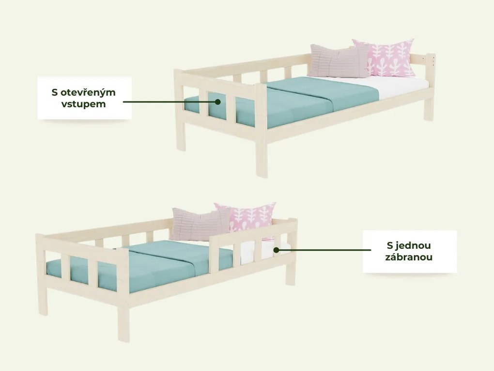 Benlemi Dřevěná jednolůžková postel FENCE 4v1 se zábranou Zvolte barvu: Bílá, Zvolte rozměr: 90x160 cm, Zvolte zábranu: S jednou zábranou