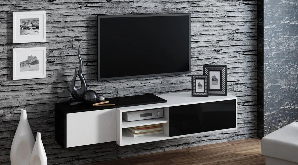 Cama Meble Závěsný televizní stolek SIGMA 1, černo/bílá