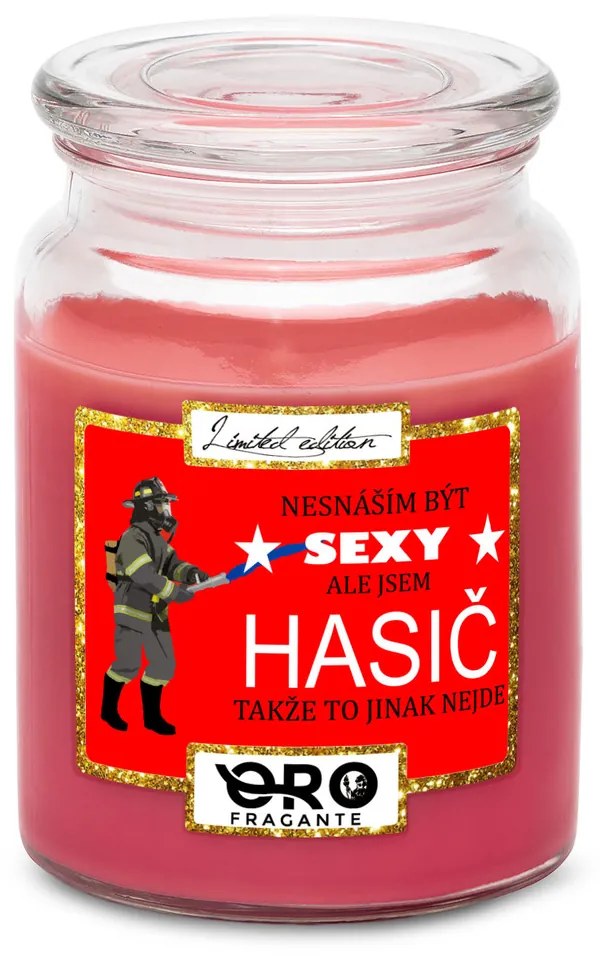 Svíčka Sexy hasič (Vůně svíčky: Višně v čokoládě)