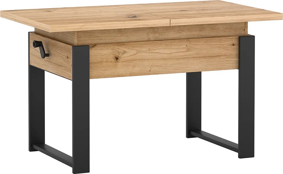 Rozkládací polohovací konferenční stolek HOGO 3v1 | 120-157x62,5-74,5x67 cm | síla horní desky 32 mm | dub artisan/černé nohy