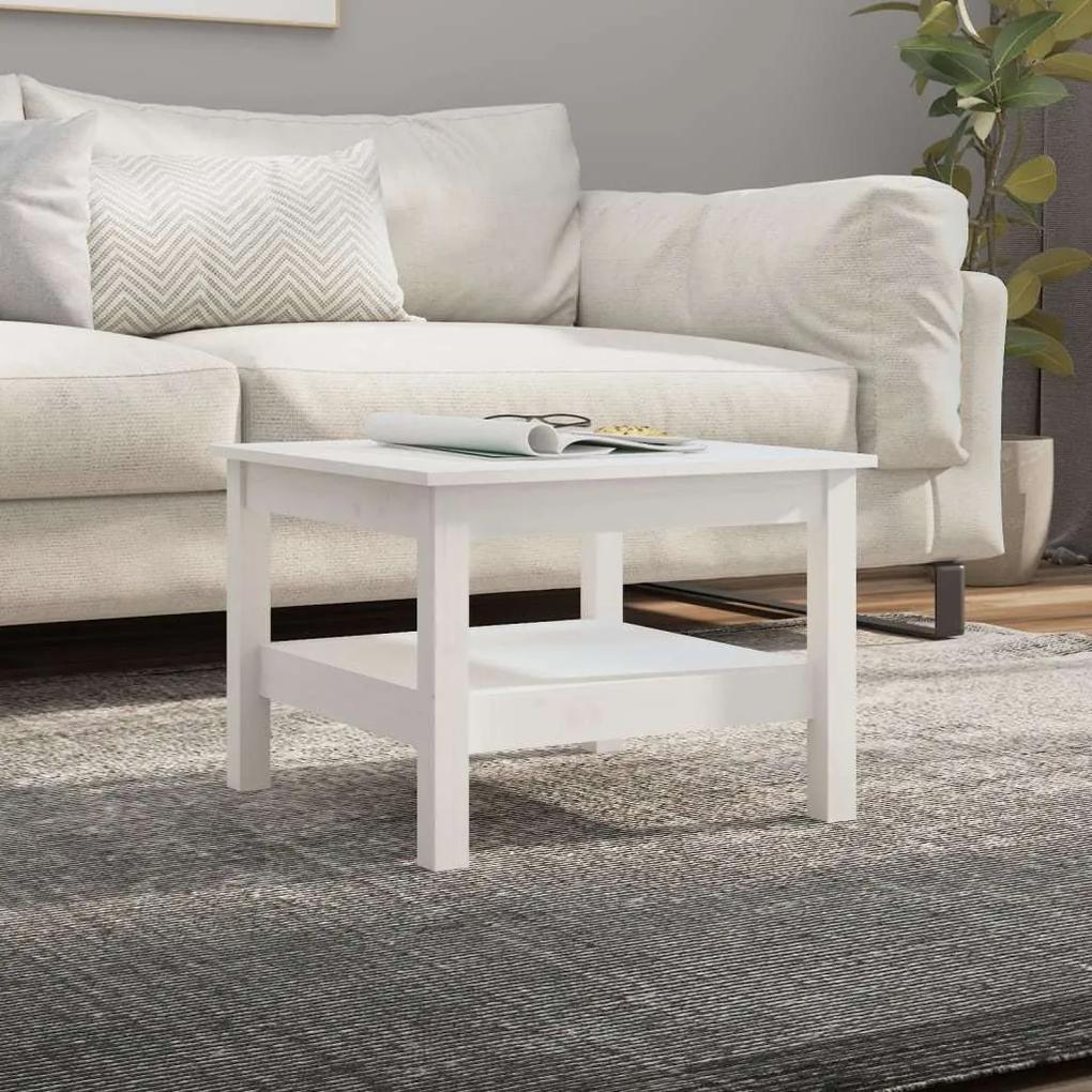vidaXL Konferenční stolek 55 x 55 x 40 cm masivní borové dřevo [814271] Barva: Bílá