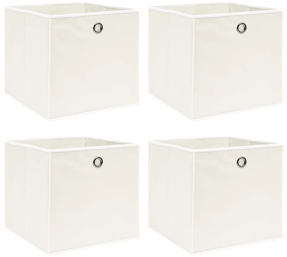 Úložné boxy 4 ks bílé 32 x 32 x 32 cm textil 288349