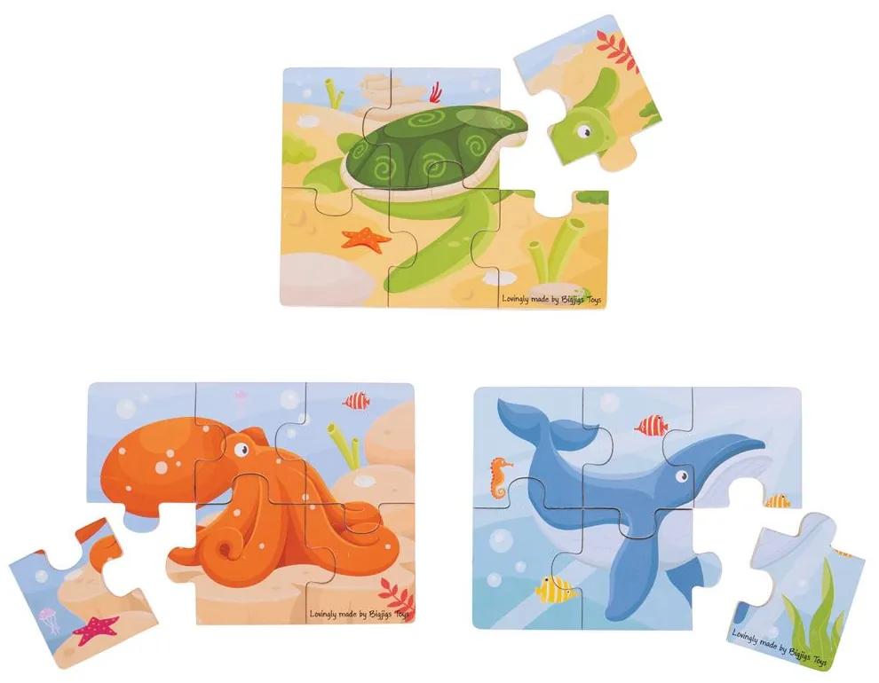 Bigjigs Toys Puzzle 3v1 mořská zvířátka