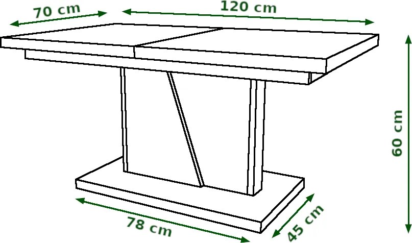 Mazzoni NOIR dub craft bílý/šedá rozkládací, konferenční stůl, stolek