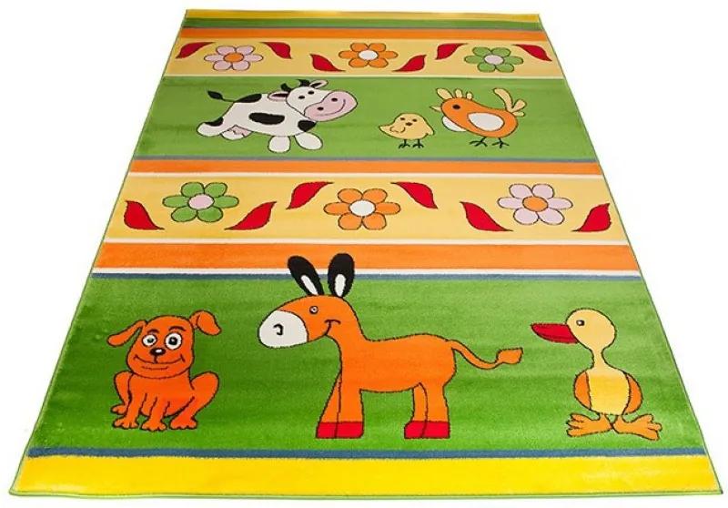 Dětský kusový koberec Farma zelený, Velikosti 80x150cm