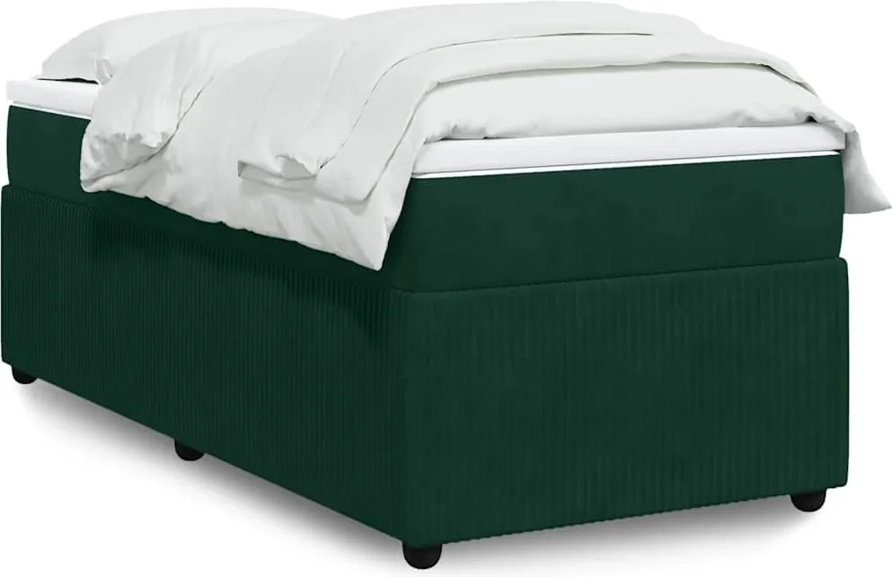 Box spring postel s matrací tmavě zelená 90x190 cm samet 3285611