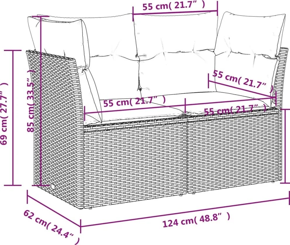 vidaXL Zahradní pohovka s poduškami 2místná béžová polyratan [366102]