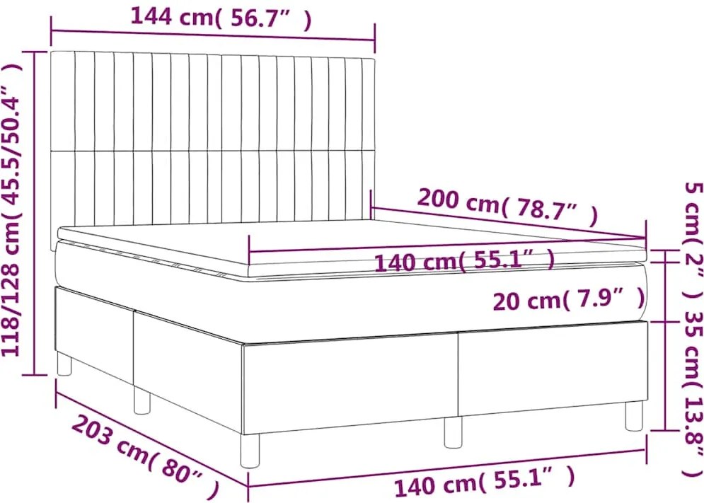 Box spring postel s matrací tmavě modrá 140x200 cm samet 3143149