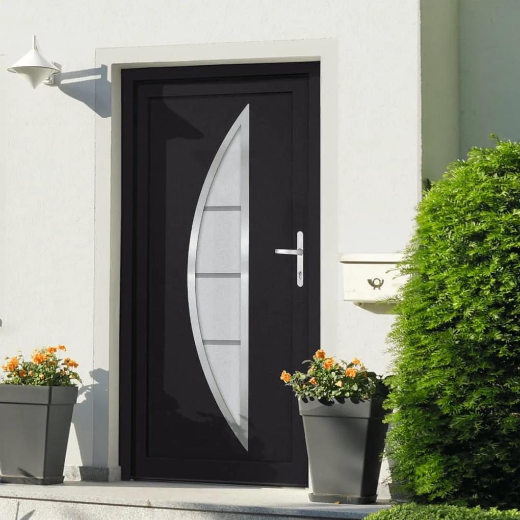 vidaXL Vchodové dveře antracitové 108 x 208 cm PVC [3187872] Barva: bílá zvenku / bílá uvnitř