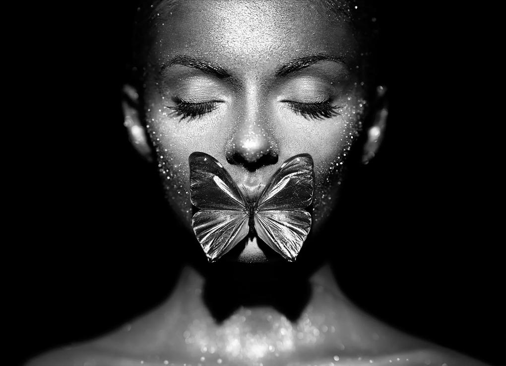 Malvis ® Tapeta Dívka s motýlem Vel. (šířka x výška): 360 x 260 cm