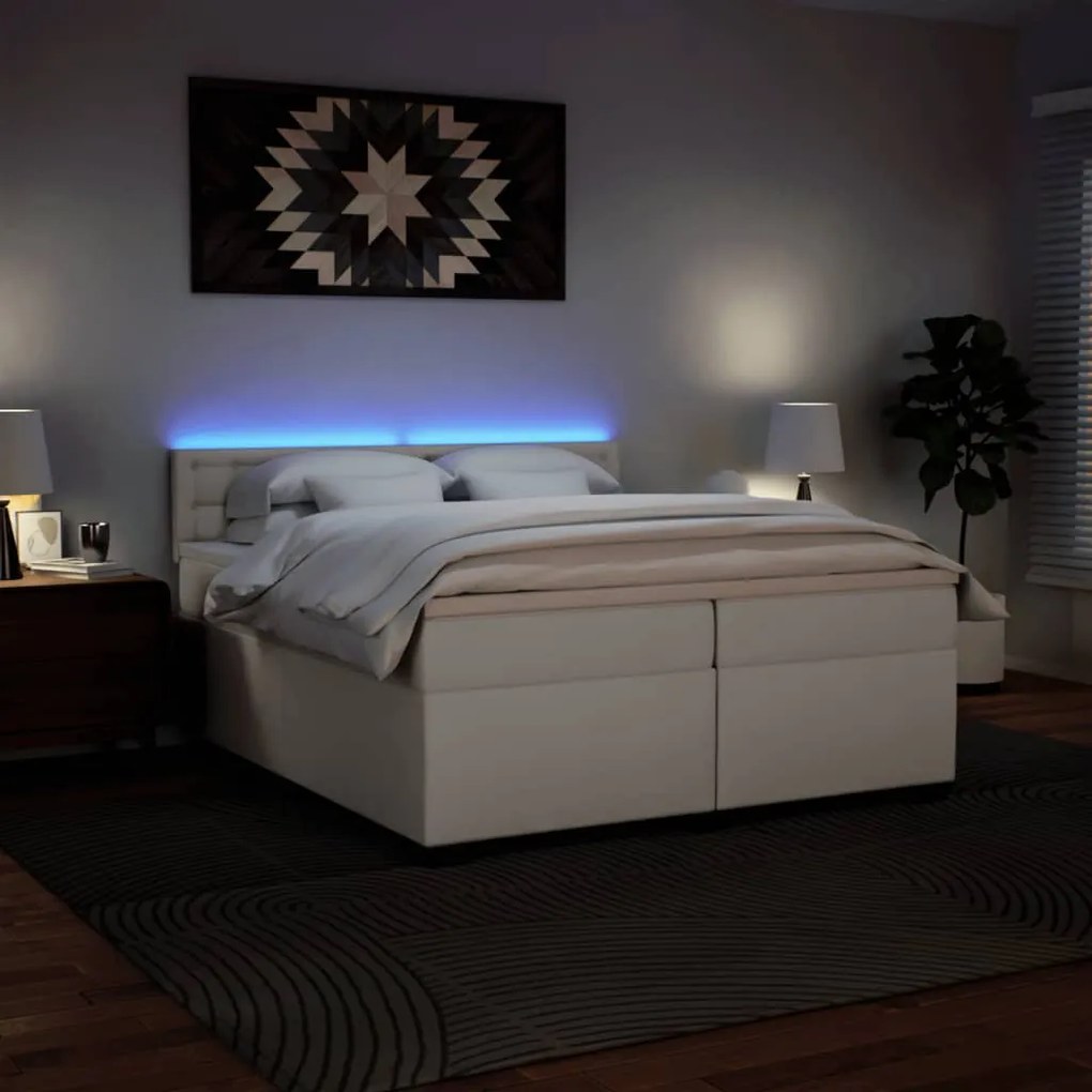 Box spring postel s matrací bílá 200x200 cm umělá kůže 3288437