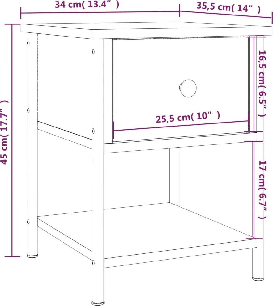 vidaXL Noční stolek 34 x 35,5 x 45 cm kompozitní dřevo [825857] Barva: kouřový dub
