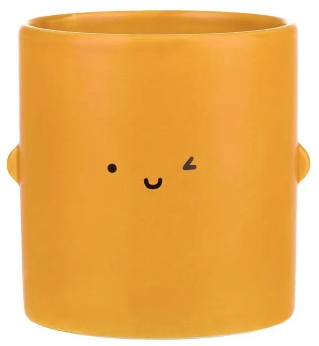 Ohh Deer Keramický obal na květináč Mustard Smile Toki, žlutá barva, keramika