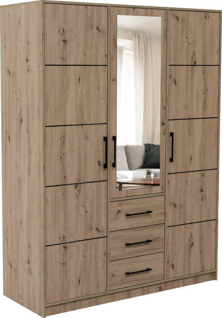 STO Šatní skříň KOS D3 149 cm, Dub Artisan