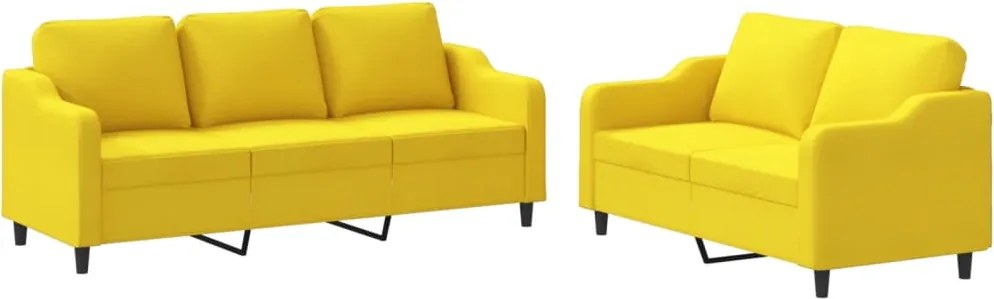 2dílná sedací souprava s poduškami světle žlutá textil 3201839
