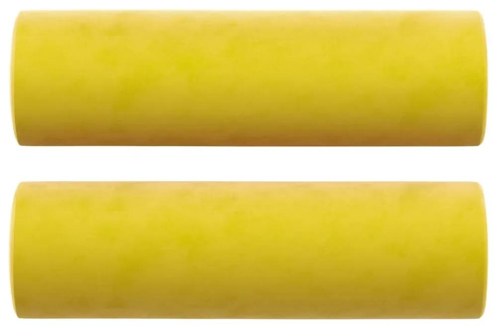 Petromila 3místná pohovka s polštáři žlutá 180 cm samet