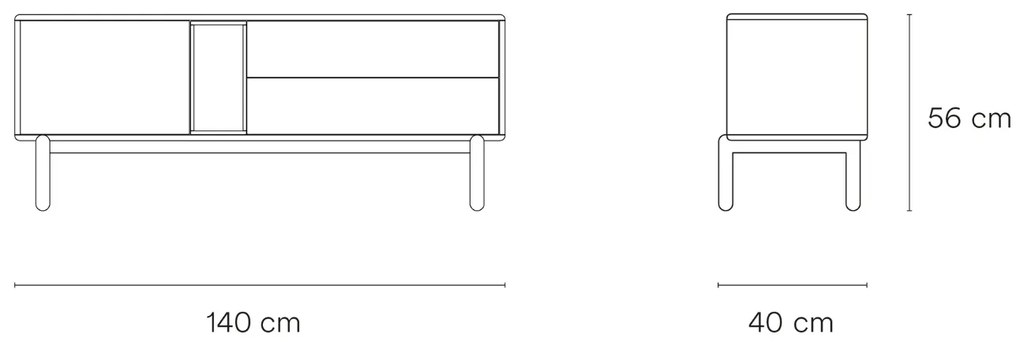 Antracitově šedý lakovaný TV stolek Teulat Corvo 140 x 40 cm