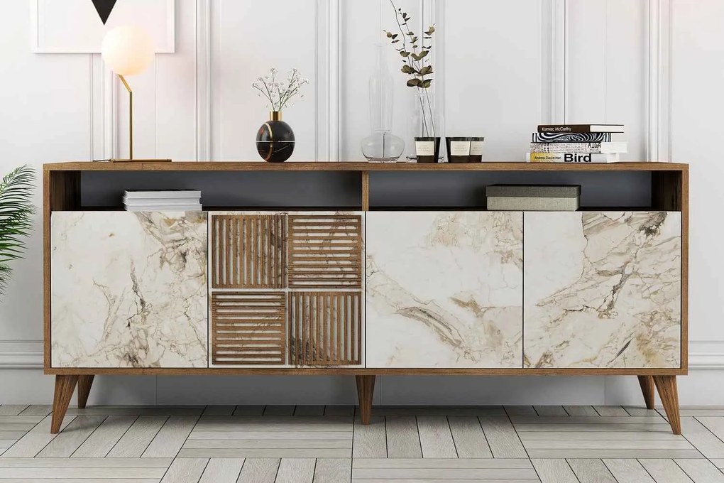 Designová komoda Cadelaria 180 cm vzor bílý mramor