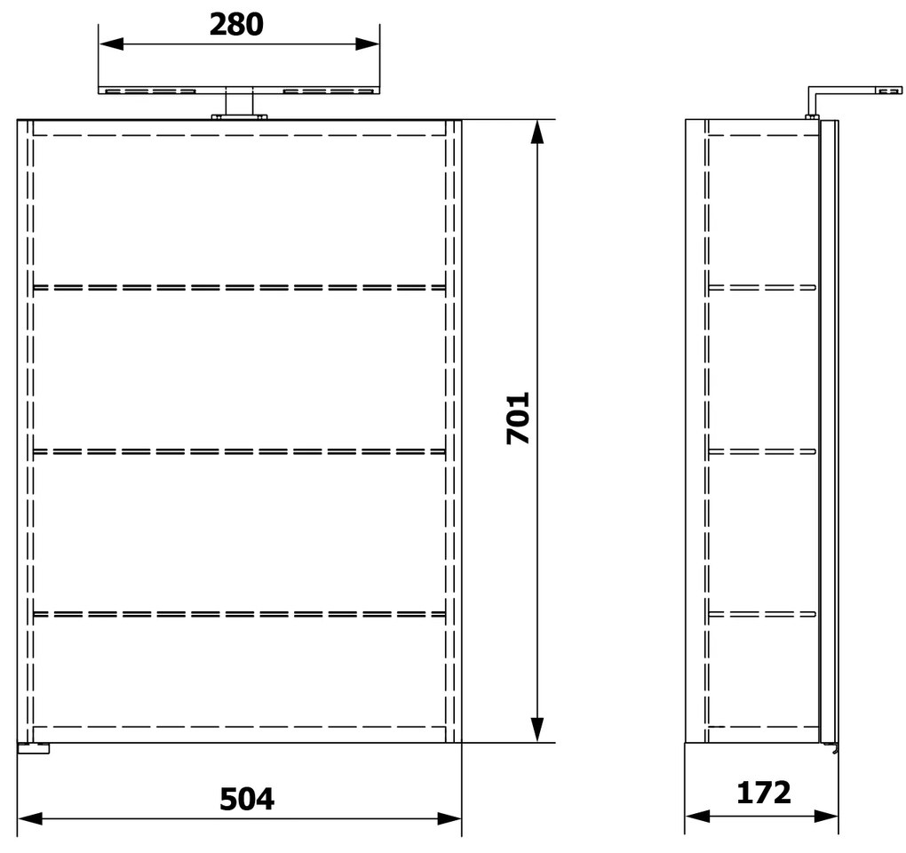 Sapho RIWA galerka s LED osvětlením, 50x70x17cm, dub stříbrný RIW050-0011