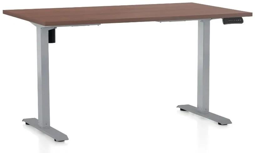 Výškově nastavitelný stůl OfficeTech B, 140 x 80 cm - černá podnož Barva: Ořech