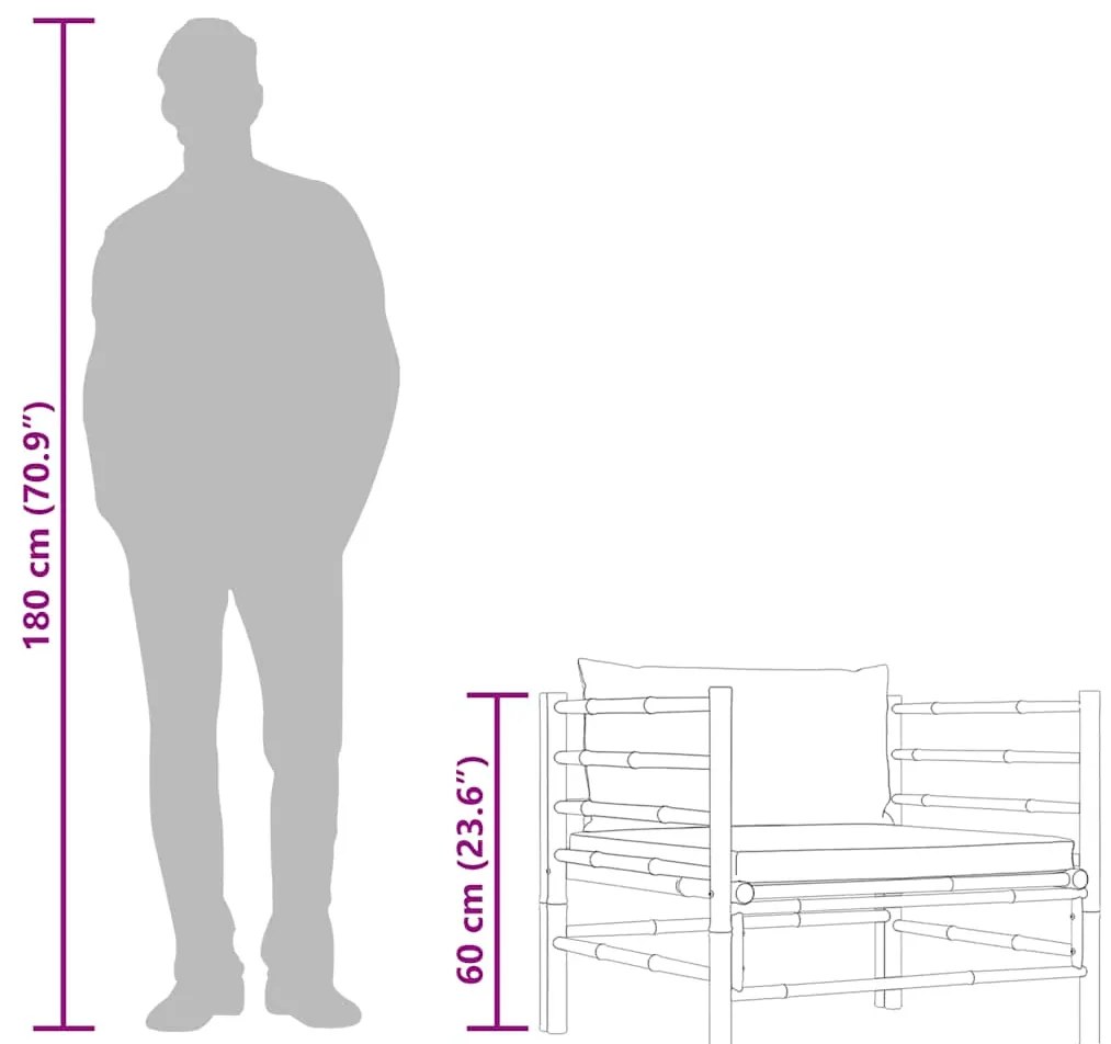 vidaXL Marketos Zahradní pohovka s krémově bílými poduškami bambus