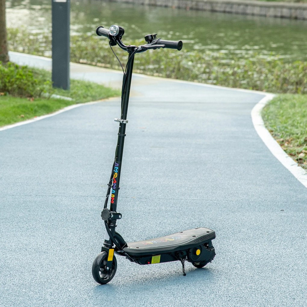 HOMCOM 120W Skládací elektrická koloběžka pro děti 7-14 let, max. rychlost 12 km/h, dojezd 10 km, černá