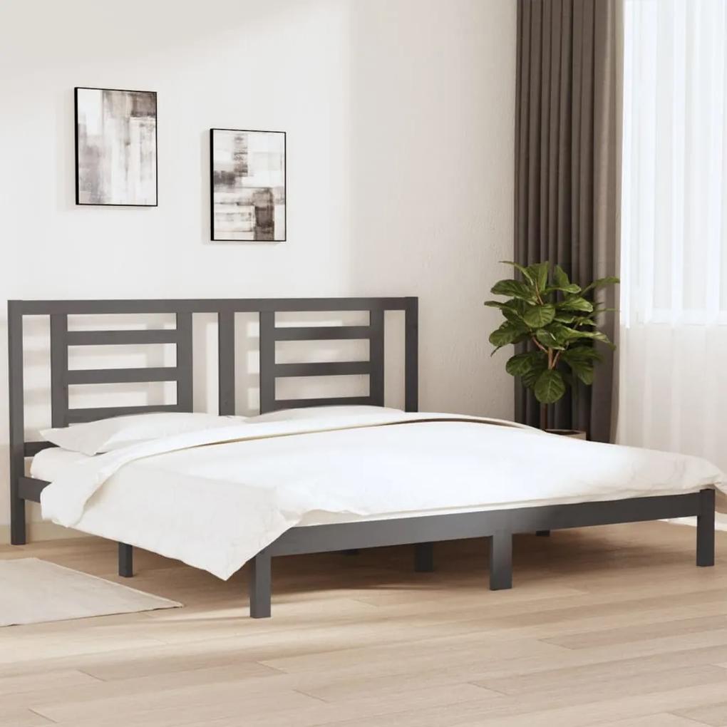 Rám postele šedý masivní borovice 200 x 200 cm,  3104370