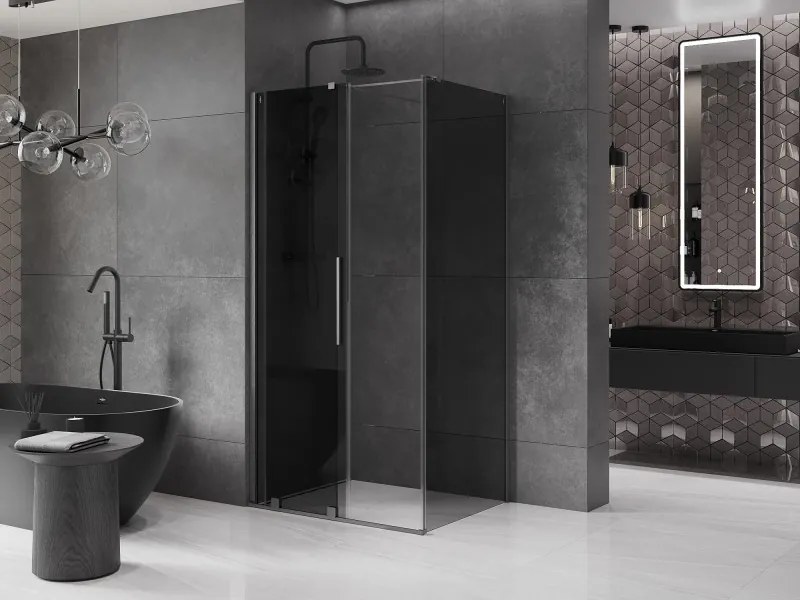 Mexen Velar, sprchový kout s posuvnými dveřmi 110 x 80 cm, 8mm šedé sklo, grafit broušený, 871-110-080-41-66