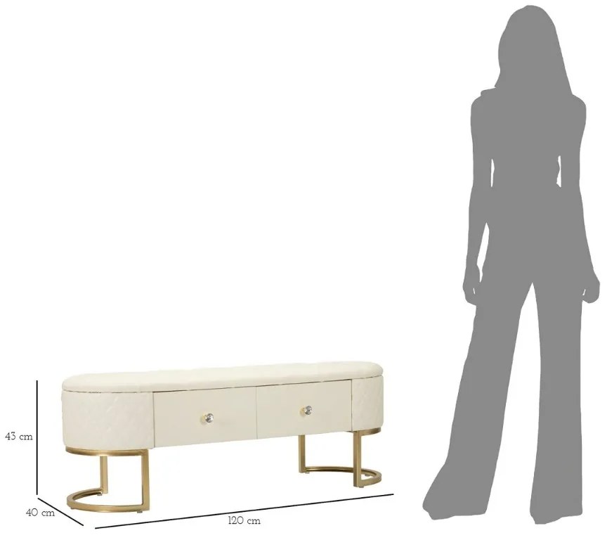 Designová lavice Pembroke 120 cm bílá