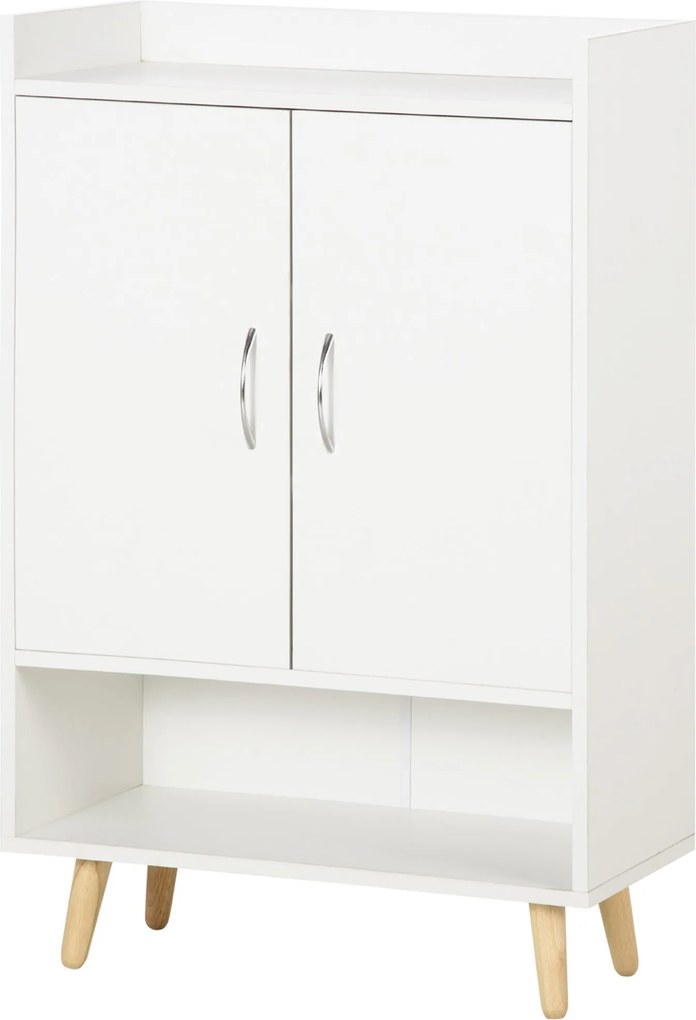 HOMCOM Moderní botník se 2 dveřmi a 4 policemi pro 12 párů bot, ideální do předsíně, obývacího pokoje, ložnice 60x30x92 cm Bílý