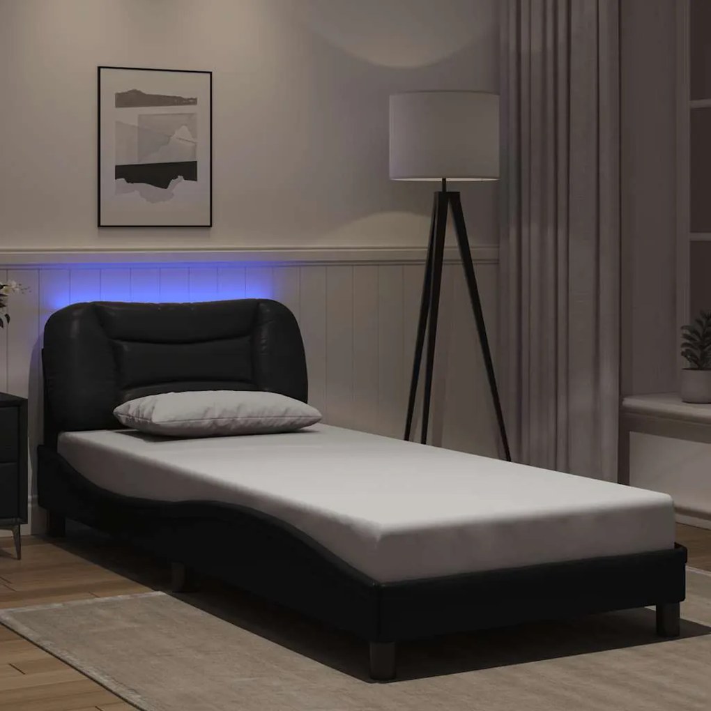 Rám postele s LED bez matrace Hvar černý 80 x 200 cm 3213892