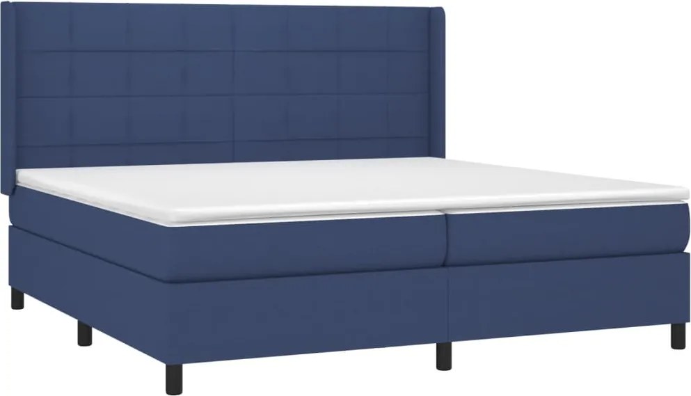 Box spring postel s matrací a LED modrá 200x200 cm textil 3138347