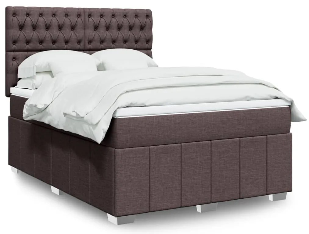 Box spring postel s matrací tmavě hnědá 160x200 cm textil