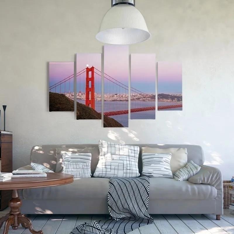Obraz na plátně pětidílný Most Golden Gate - 200x100 cm