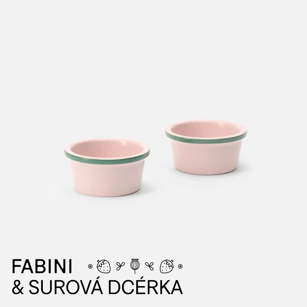 Fabini Sada forem na dezert FABINI & Surová dcérka, Ø 10 cm, 2 díly - Kameninová sada forem, růžová