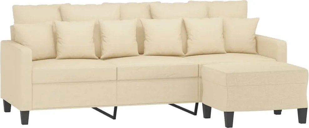 3místná pohovka s podnožkou krémová 180 cm textil 3201091