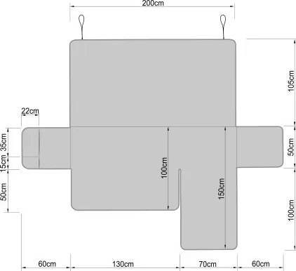 Potah na rohovou sedačku pravý PARIS béžový, 200 cm