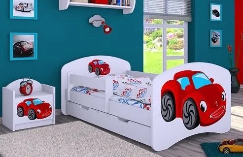 MAXMAX Dětská postel se šuplíkem 140x70cm RED CAR