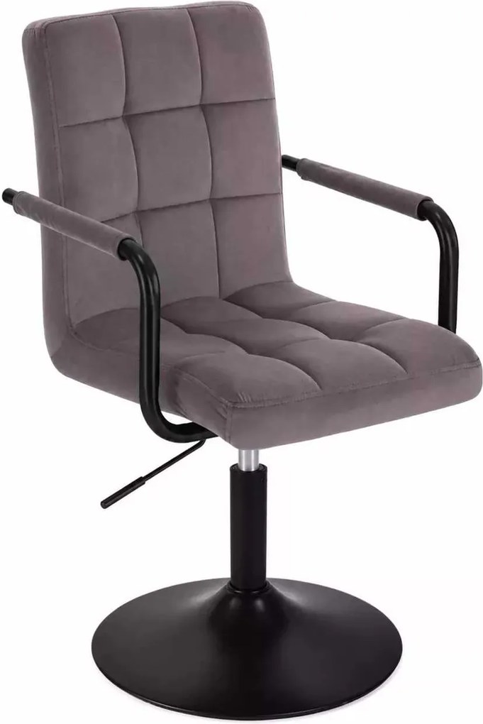 LuxuryForm DESIGN Otočná židle VERONA BLACK VELUR na černém talíři - tmavě šedá